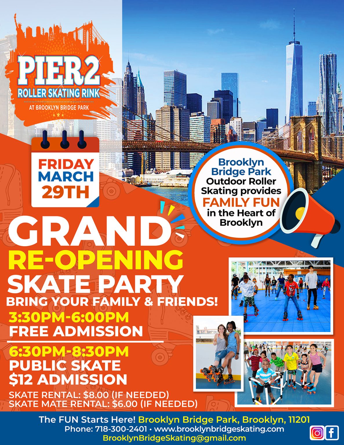 Grand Re-Opening Skate – Pier 2 Roller Rink at Brooklyn Bridge Park