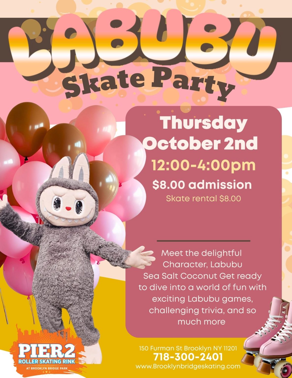 Labubu Skate Party – Pier 2 Roller Rink at Brooklyn Bridge Park